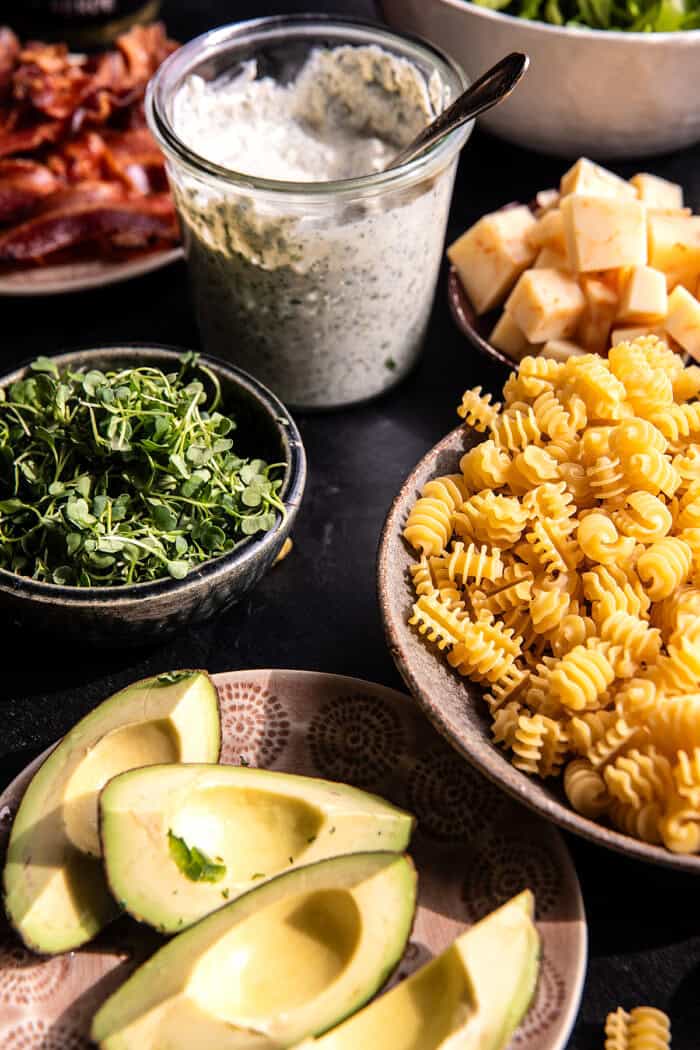 Creamy Avocado Ranch Chicken Pasta Salad. - Half Baked Harvest