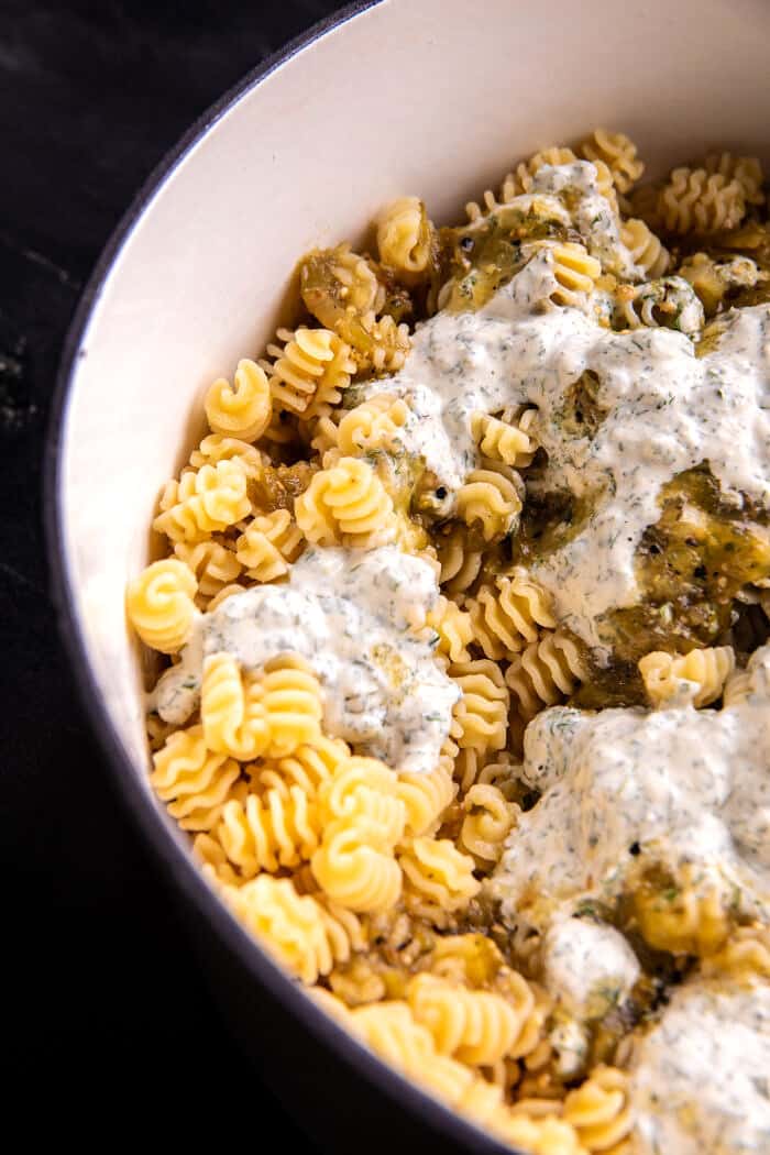 Creamy Avocado Ranch Chicken Pasta Salad. - Half Baked Harvest