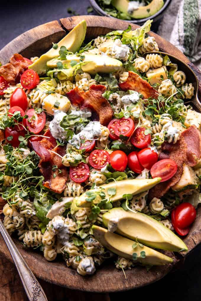 Creamy Avocado Ranch Chicken Pasta Salad. - Half Baked Harvest