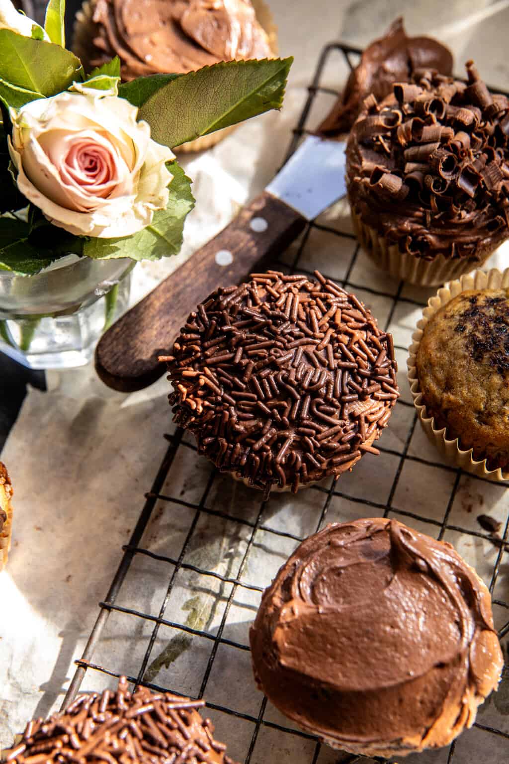 Easy Banana Cupcakes with Espresso Chocolate Frosting. - Half Baked Harvest