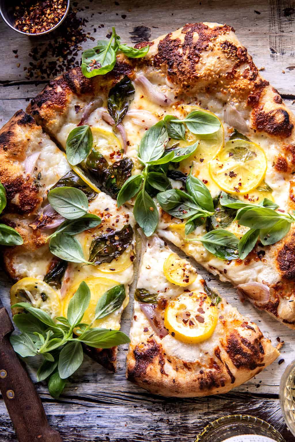 3 Cheese Lemon Basil Pizza. - Half Baked Harvest
