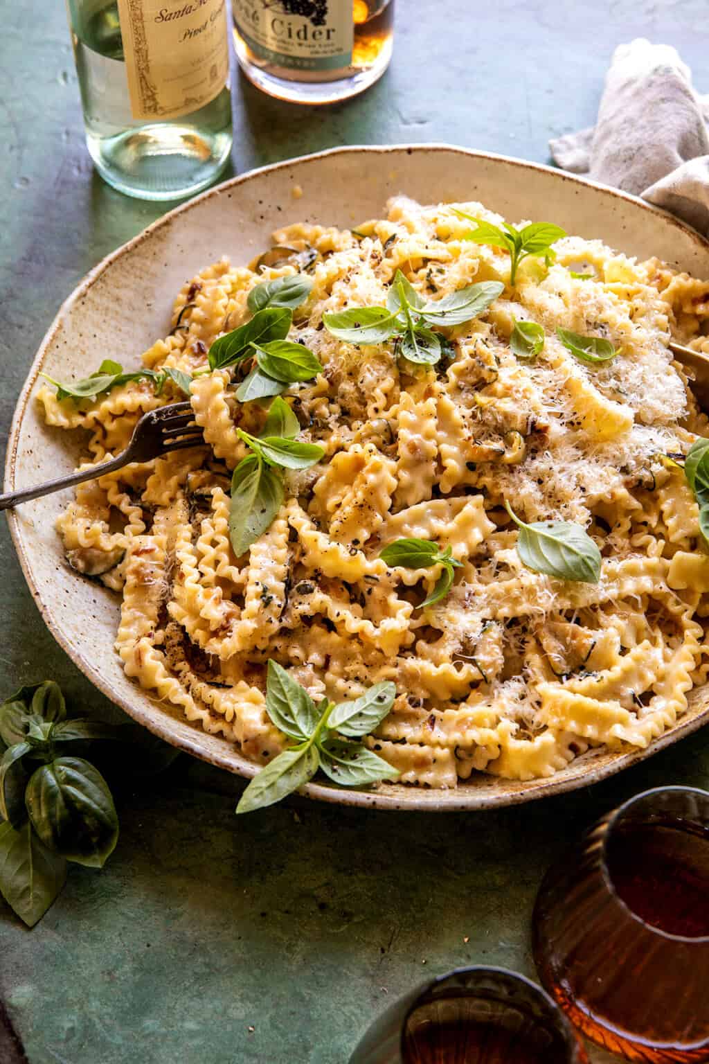 Lemon Basil Zucchini Pasta Alfredo. - Half Baked Harvest