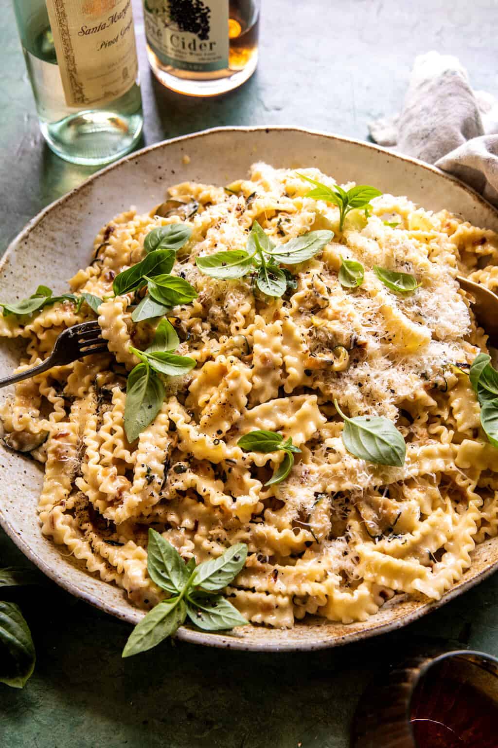 Lemon Basil Zucchini Pasta Alfredo. - Half Baked Harvest