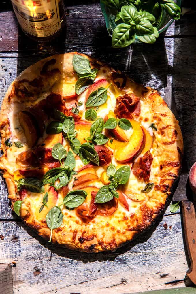 3 Cheese Prosciutto Peach Pizza. - Half Baked Harvest