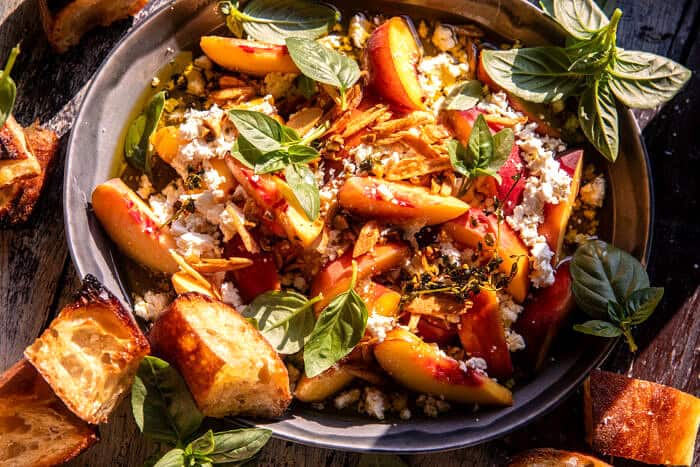 Garlic Oil Feta Dip with Peaches. - Half Baked Harvest