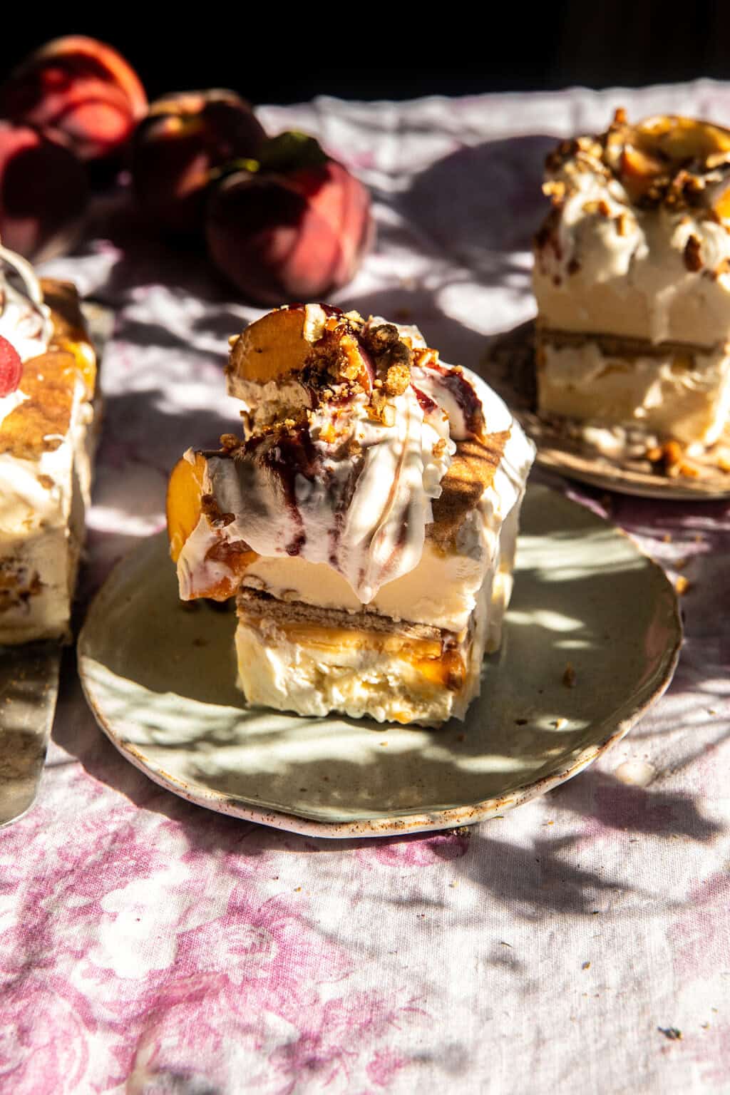 Peach Pretzel Ice Cream Cake. - Half Baked Harvest