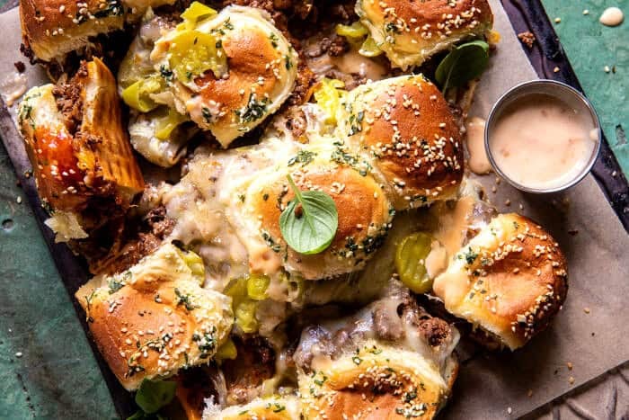 Pull Apart Cheeseburger Sliders. - Half Baked Harvest
