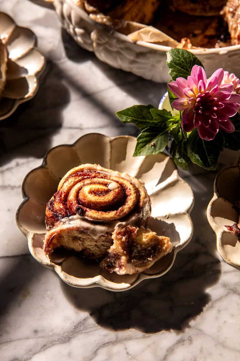 Blueberry Cinnamon Rolls with Maple Icing. - Half Baked Harvest