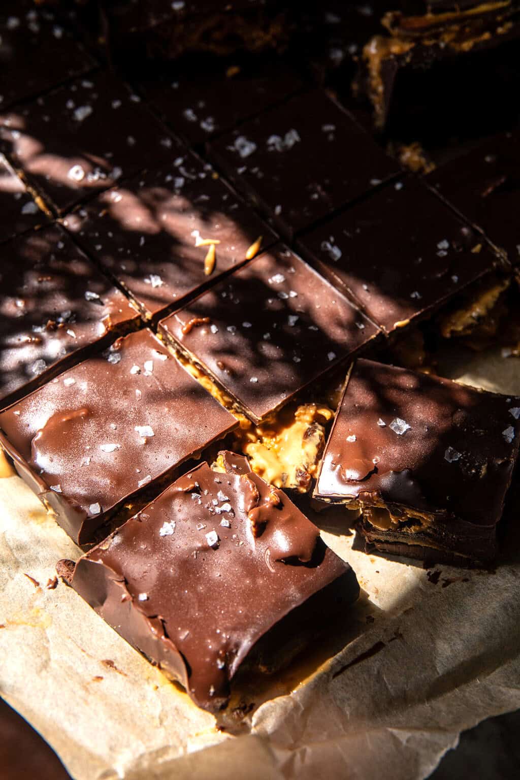 Chewy Chocolate Peanut Butter Crunch Bars. - Half Baked Harvest