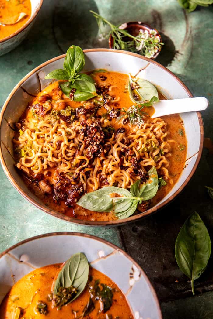 30 Minute Crispy Thai Peanut Chicken Ramen. - Half Baked Harvest