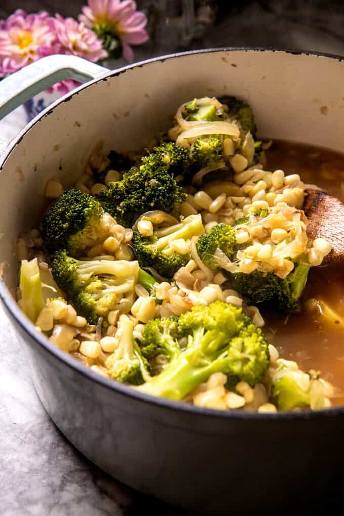 Creamy Broccoli Cheddar Chipotle Corn Chowder. - Half Baked Harvest