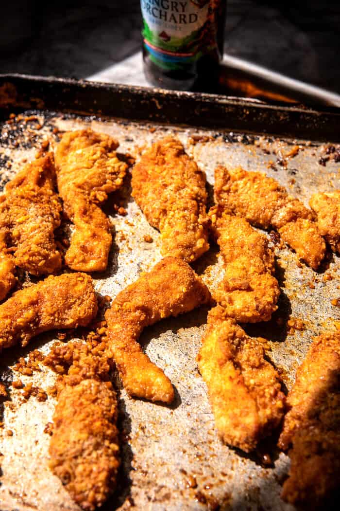 Pretzel Chicken Fingers with Spicy Honey Mustard Sauce. - Half Baked ...