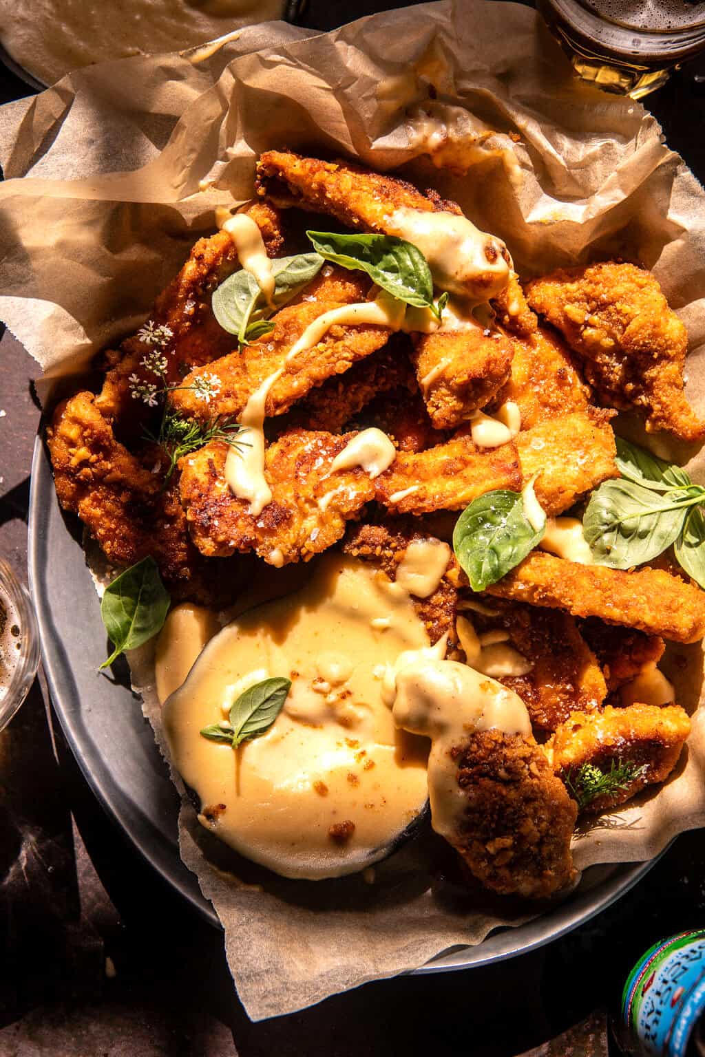 Pretzel Chicken Fingers with Spicy Honey Mustard Sauce. - Half Baked ...
