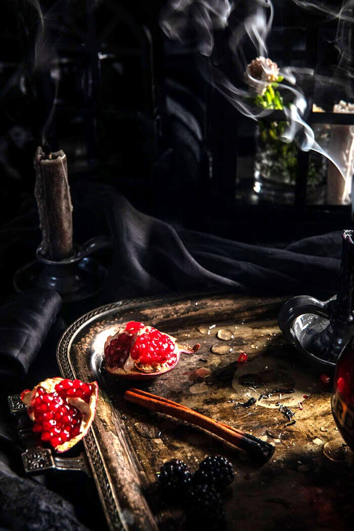 Smoky Black Pomegranate Cocktail (with mocktail). - Half Baked Harvest