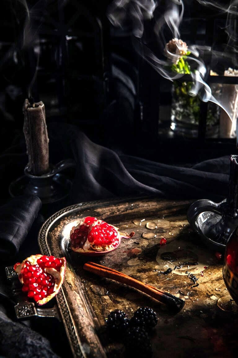 Smoky Black Pomegranate Cocktail (with mocktail). - Half Baked Harvest