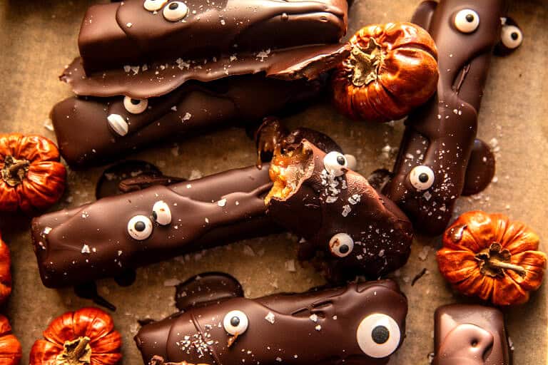 Spooky Homemade Twix Bars. - Half Baked Harvest