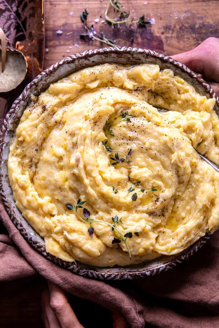 Crockpot Fondue Mashed Potatoes. - Half Baked Harvest