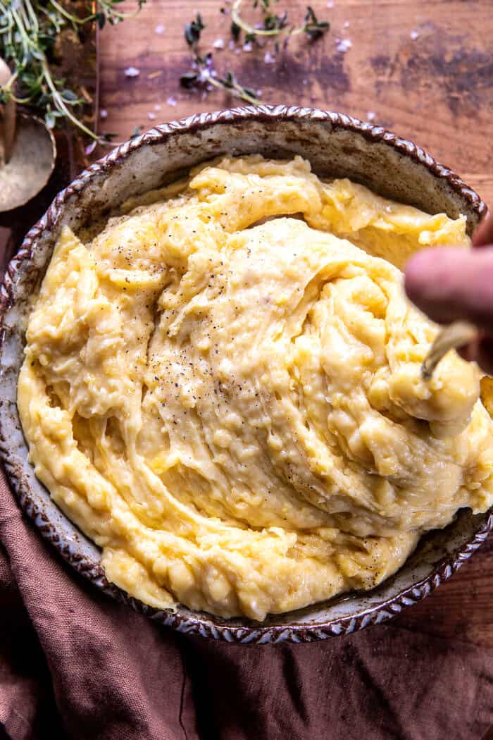 Crockpot Fondue Mashed Potatoes. - Half Baked Harvest