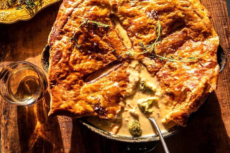 Skillet Broccoli Cheddar Chicken Pot Pie. - Half Baked Harvest