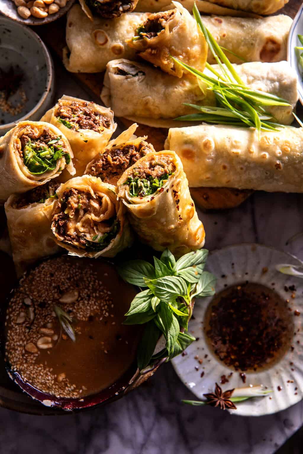 30 Minute Peanut Beef Rolls. - Half Baked Harvest