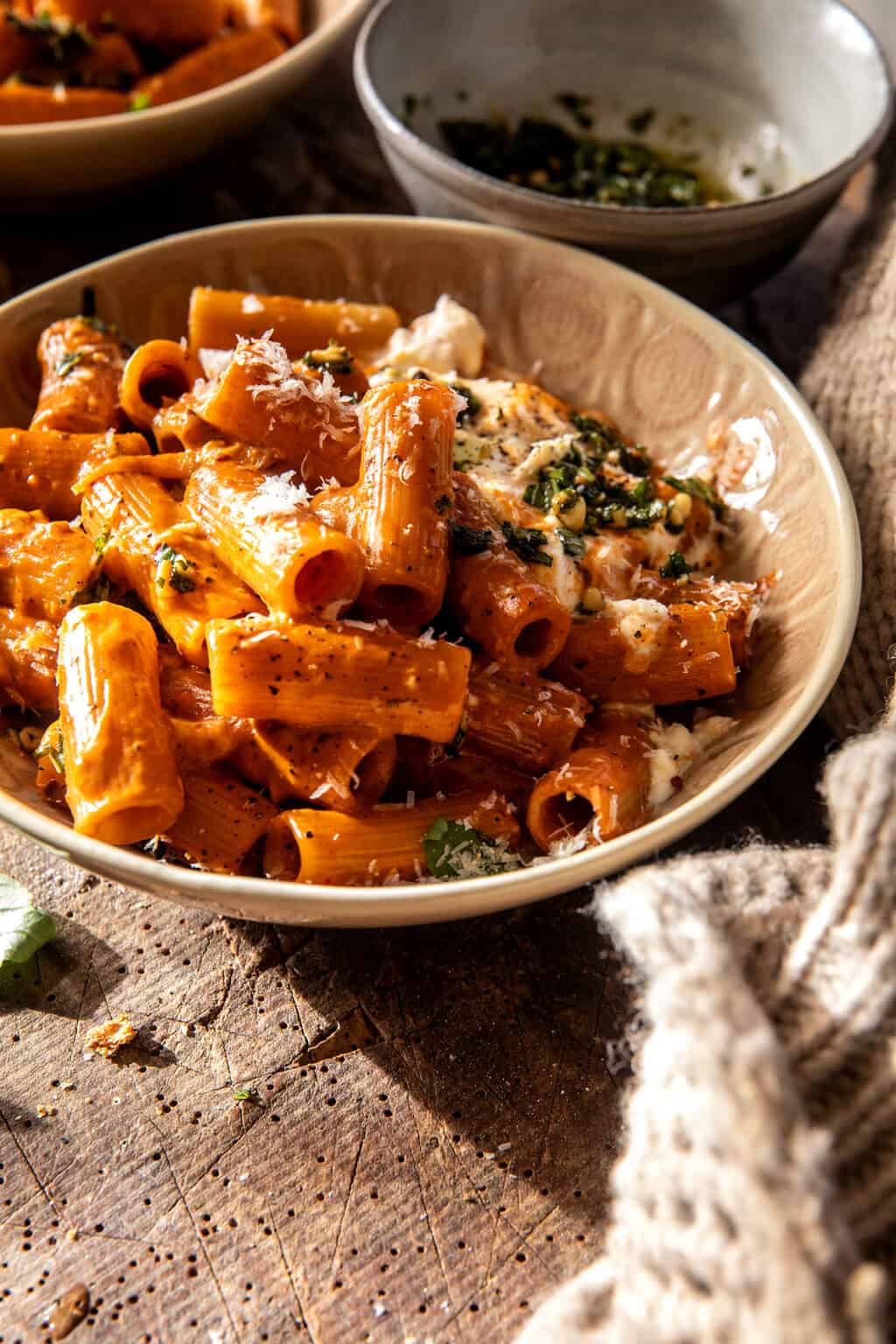 Garlic Butter Pasta alla Vodka with Melty Burrata. - Half Baked Harvest