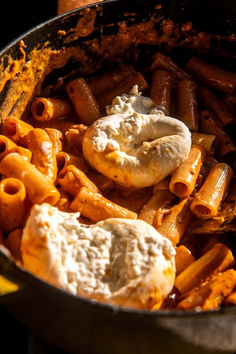 Garlic Butter Pasta alla Vodka with Melty Burrata. - Half Baked Harvest