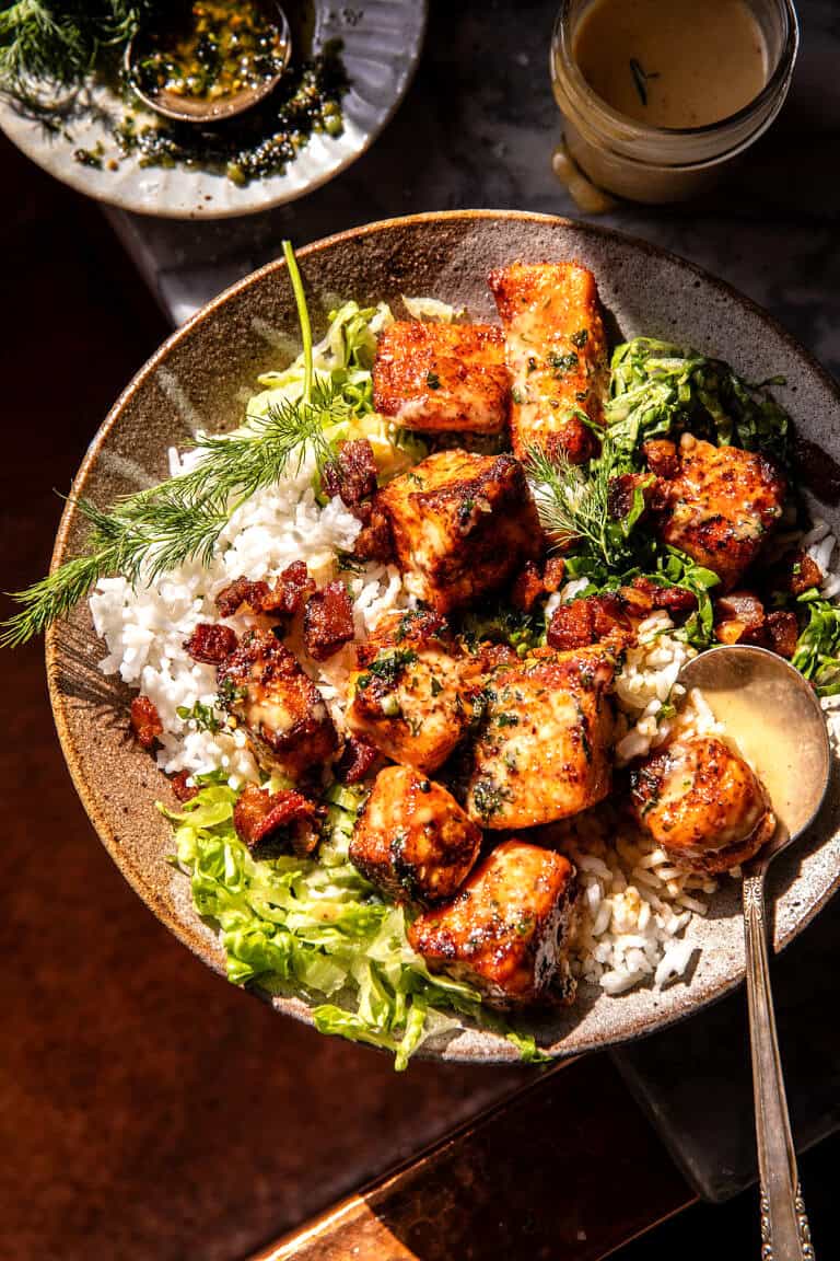 Spicy Honey Mustard Salmon Bowls. - Half Baked Harvest
