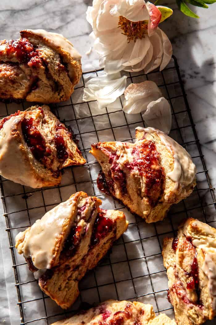 Layered Raspberry Scones. - Half Baked Harvest