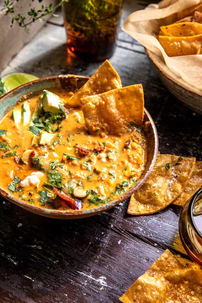 Chipotle Queso Chicken Corn Chowder. - Half Baked Harvest