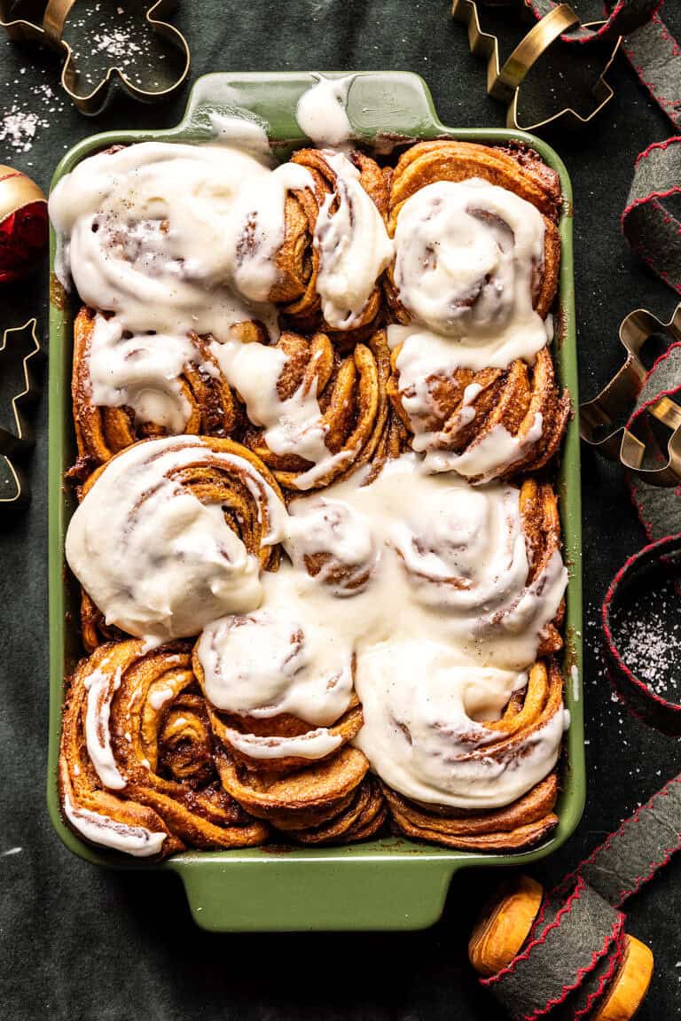 Frosted Gingerbread Cinnamon Rolls. - Half Baked Harvest