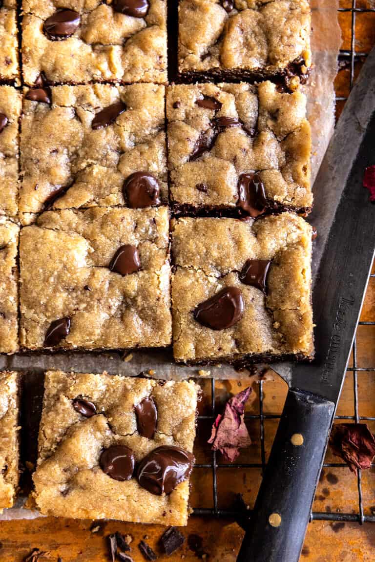 Doughy Tahini Chocolate Chip Cookie Bars. - Half Baked Harvest