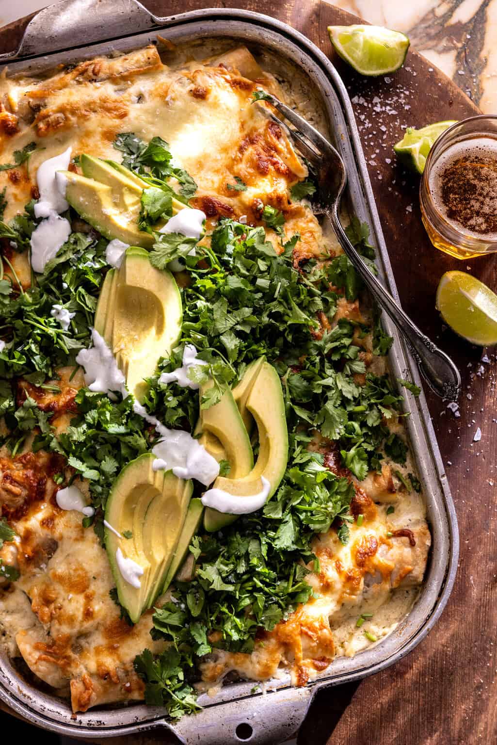 White Chicken Poblano Enchiladas. - Half Baked Harvest